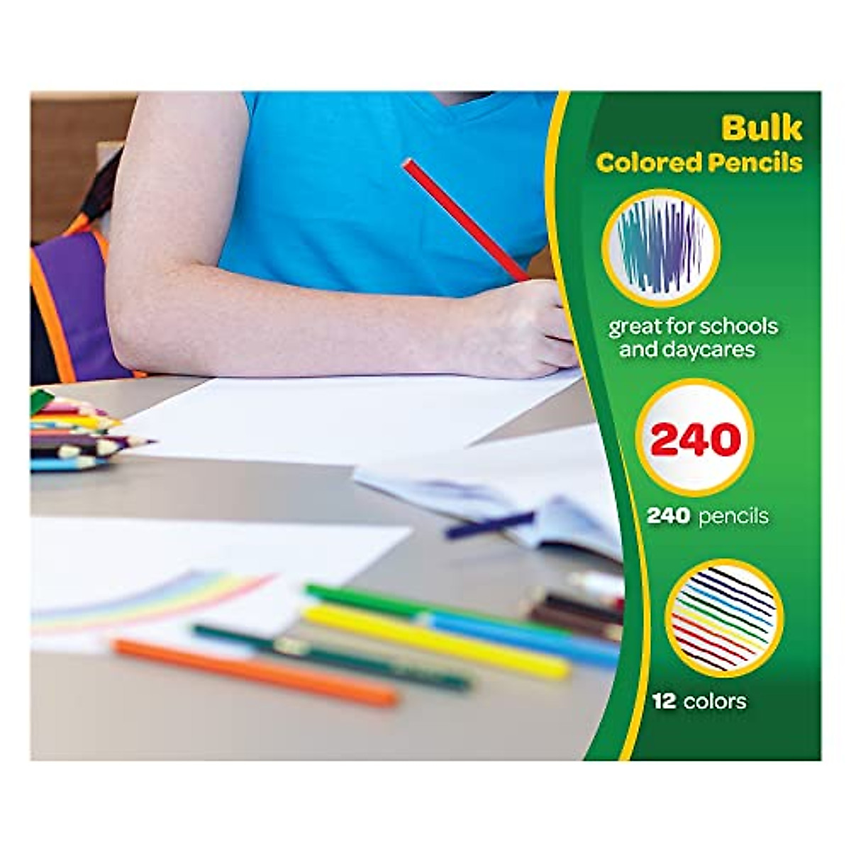 Crayola Colored Pencils Classpack, 240 Count, Bulk Classroom Supplies For Teachers, 12 Assorted Colors