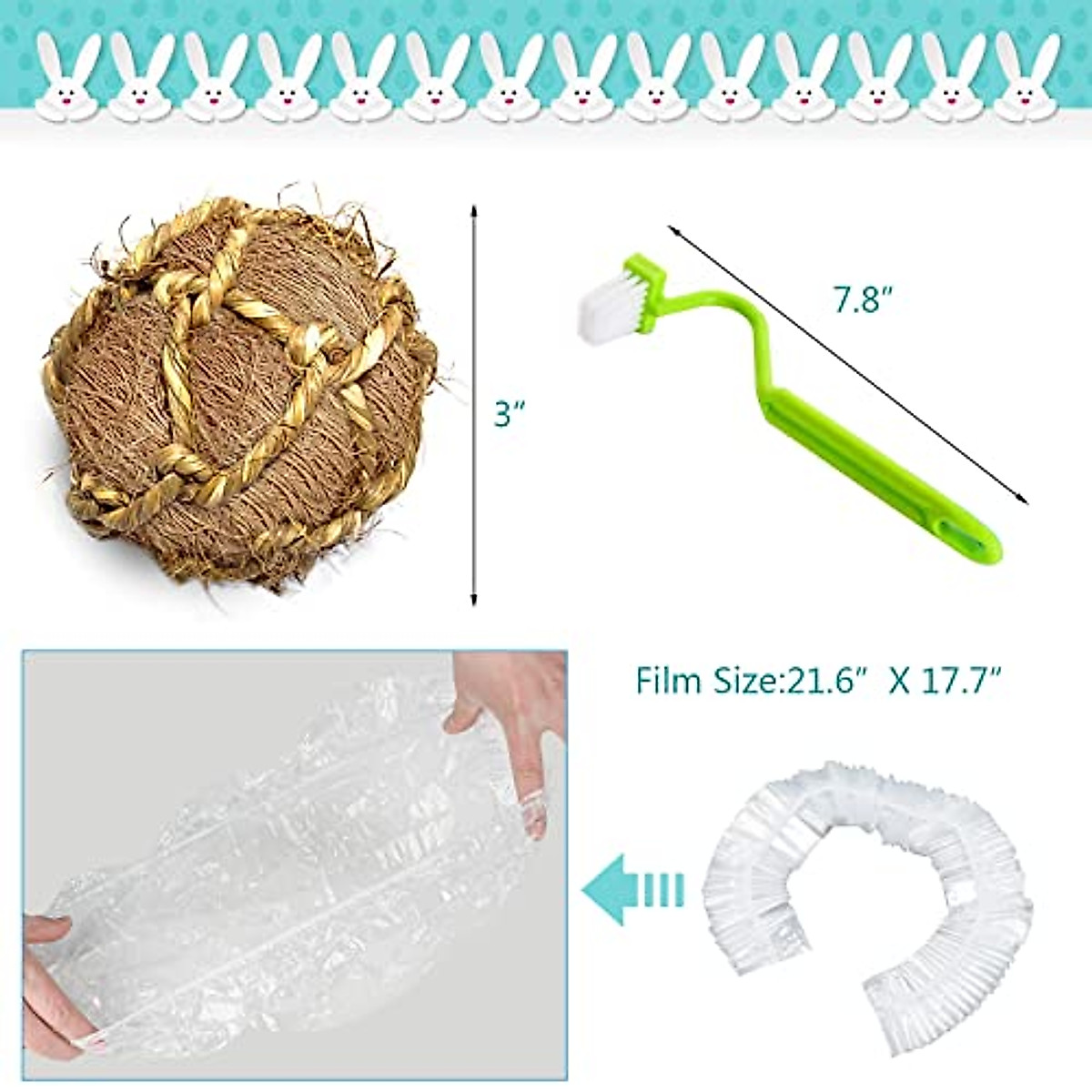 Vehomy Rabbit Guinea Pig Litter Box Small Pet Litter Pan Toilet Potty for Bunny Ferret Hamster Rabbit Toilet with 10pcs Disposable Pet Litter Tray Bags 3pcs Rabbit Coir Chewing Toys and a Brush