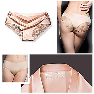 ITAYAX Sexy Lace Underwear for Women Frozen Silk Seamless Panties with Silky Tactile Touch Medium-high Waisted S M L XL 2XL 3XL (Navy Gray Black Skin 4 piece hipster panties)