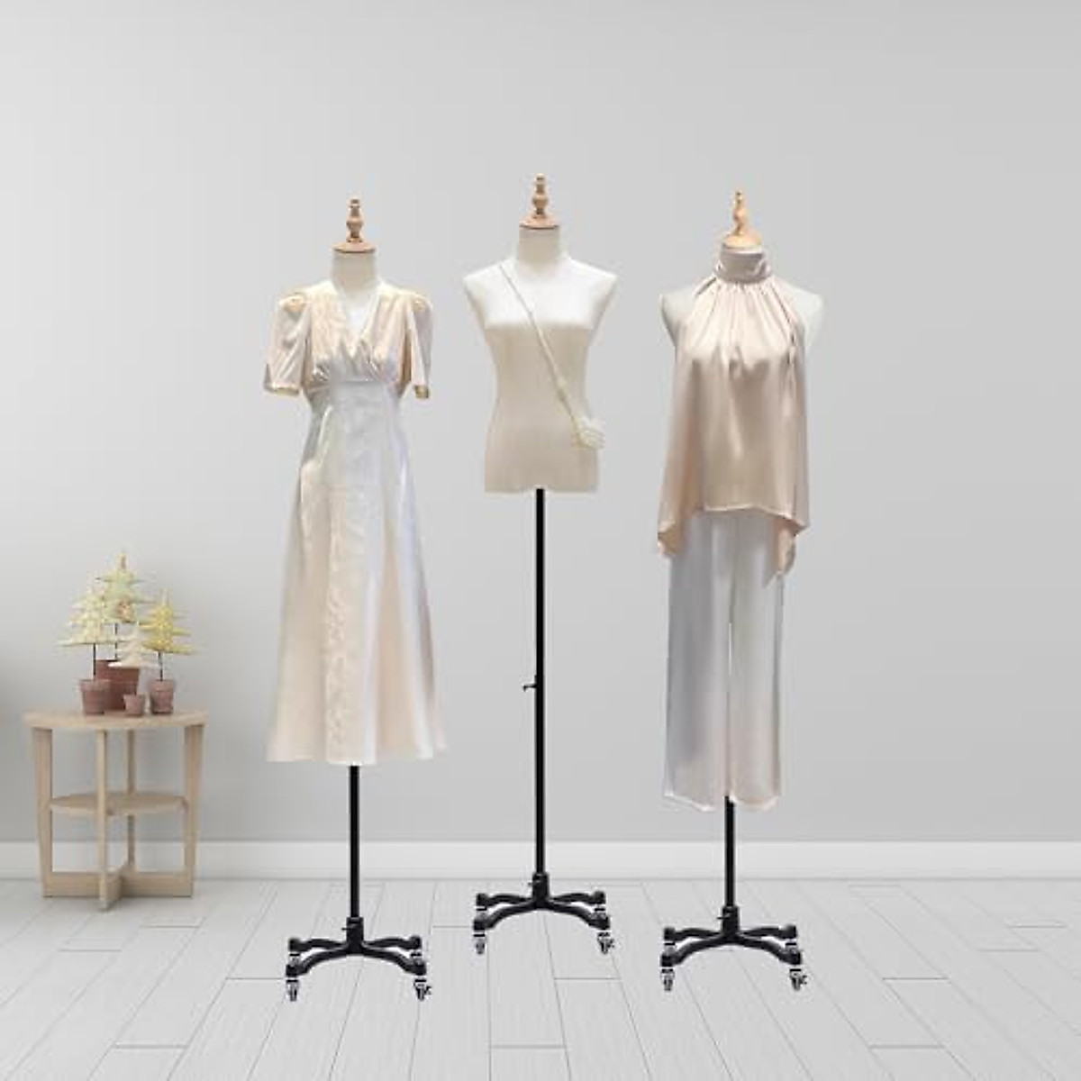 Female Dress Form Mannequin Torso, Adjustable Height 51-75 Inch Stand, Manikin Body Model with Metal Movable Rolling Base, for Clothing Dress Jewelry Display Sewing ( Without Head & Arms)