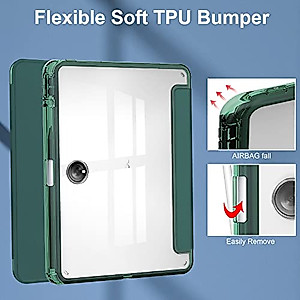 Smart Case with Pen Holder for OnePlus Pad (2023) 11.6 inch, Ratesell Transparent Hard Shell Back Trifold Smart Cover Protective Slim Case for OnePlus Pad/Oppo Pad 2 Blackish Green
