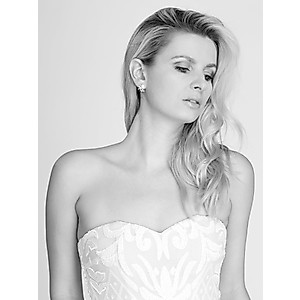 Mariell Soft Ivory Pearl & Gold Marquis Cluster Cubic Zirconia Crystal Wedding Earrings for Bride, Bridesmaids & Mother of the Bride