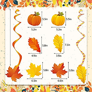 WEEPA 24 Pieces Fall Pumpkin Hanging Swirls Maple Leaves Swirls Decorations Fall Thanksgiving Ceiling Hanging Decorations for Home Autumn Thanksgiving Harvest Decor Party Supplies (Maple)