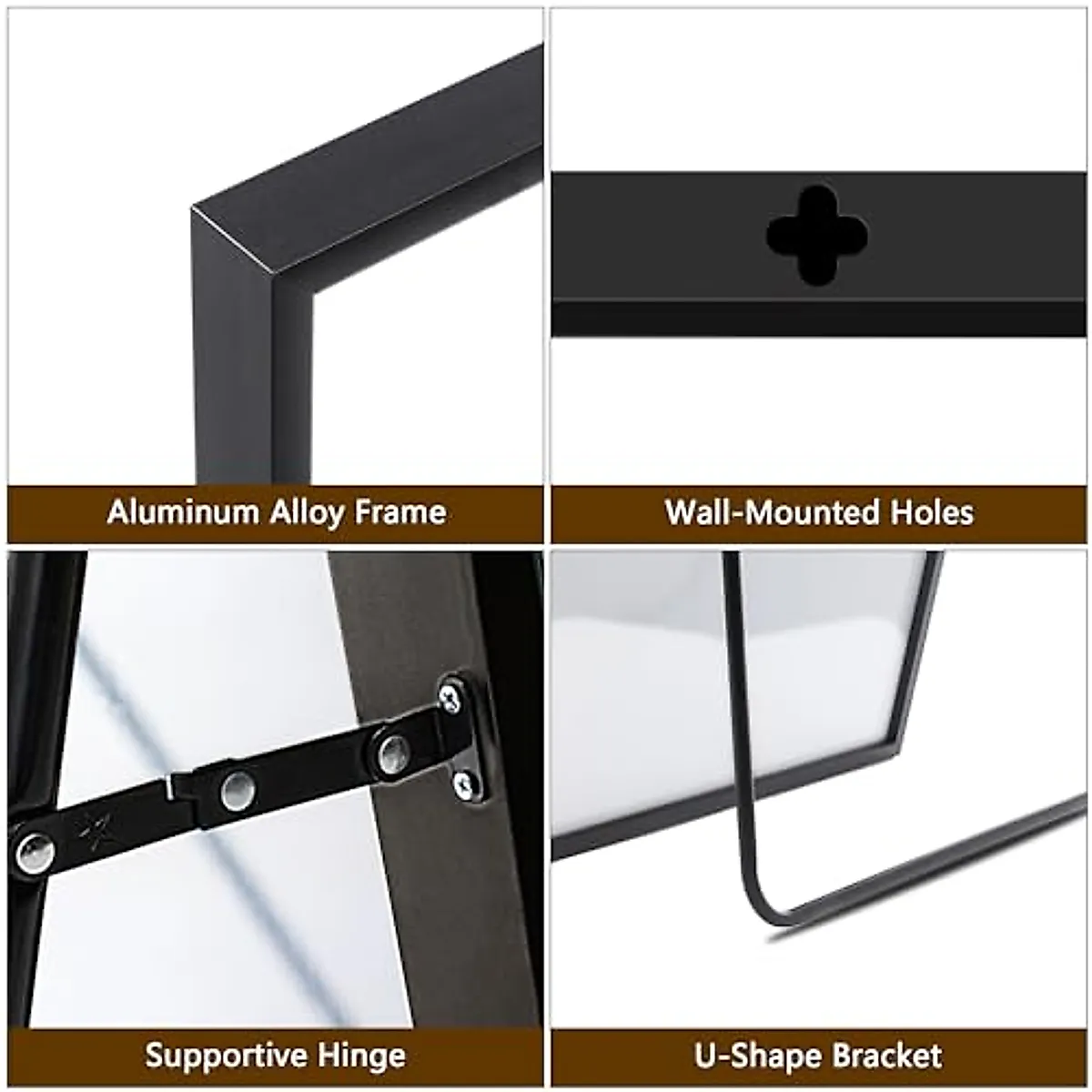 Dolonm 65x22 Inch Full Length Mirror, Modern Design Standing Floor Mirror, Full Body Mirror for Living Room, Bedroom, Bathroom, Cloakroom, Hallway, Black(Aluminum Alloy Frame)