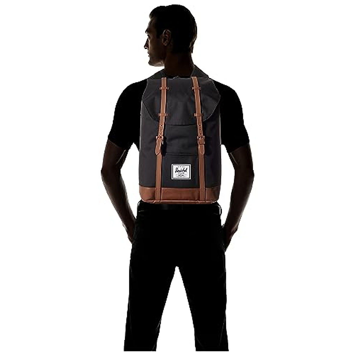 Herschel Retreat Backpack, Black/Saddle Brown, Classic 19.5L
