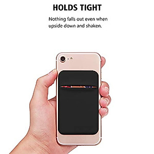 OBVIS Cell Phone Pocket Self Adhesive Card Holder Stick On Wallet Sleeve with Adhesive RFID Card ID Credit Card ATM Card Holder for iPhone Android 2 Pack Black