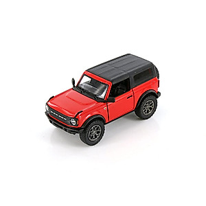 Compatiable with Kinsmart 2022 Ford Bronco Hardtop 1:34 Scale Diecast Model Car (Set of 4, red Black Blue and Yellow)