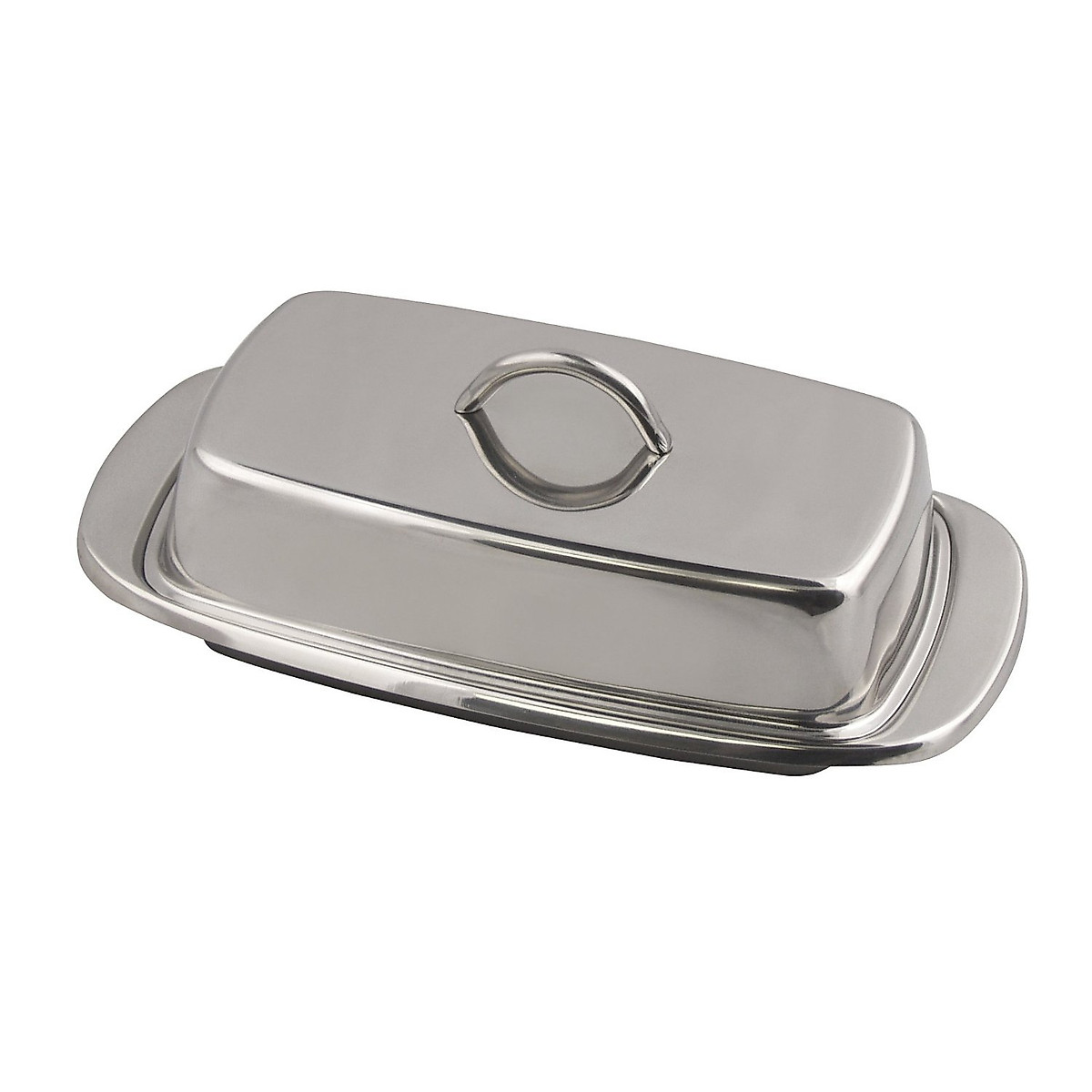 Fox Run Stainless Steel Double Covered Butter Dish with Lid and Handle