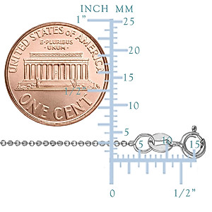 Jewelry Affairs 14k White Real Gold Diamond Cut Bead Chain Necklace, 1.0mm, 18"