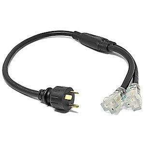 WEN PC3352 3 Feet 10-Gauge SJTW Generator Extension Cord Splitter, Black