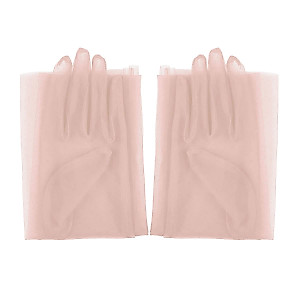 Aniler Women's 27'' Long Tulle Gloves Sheer Wedding Bridal Gloves Elbow Length Opera Party Gloves (Khaki)