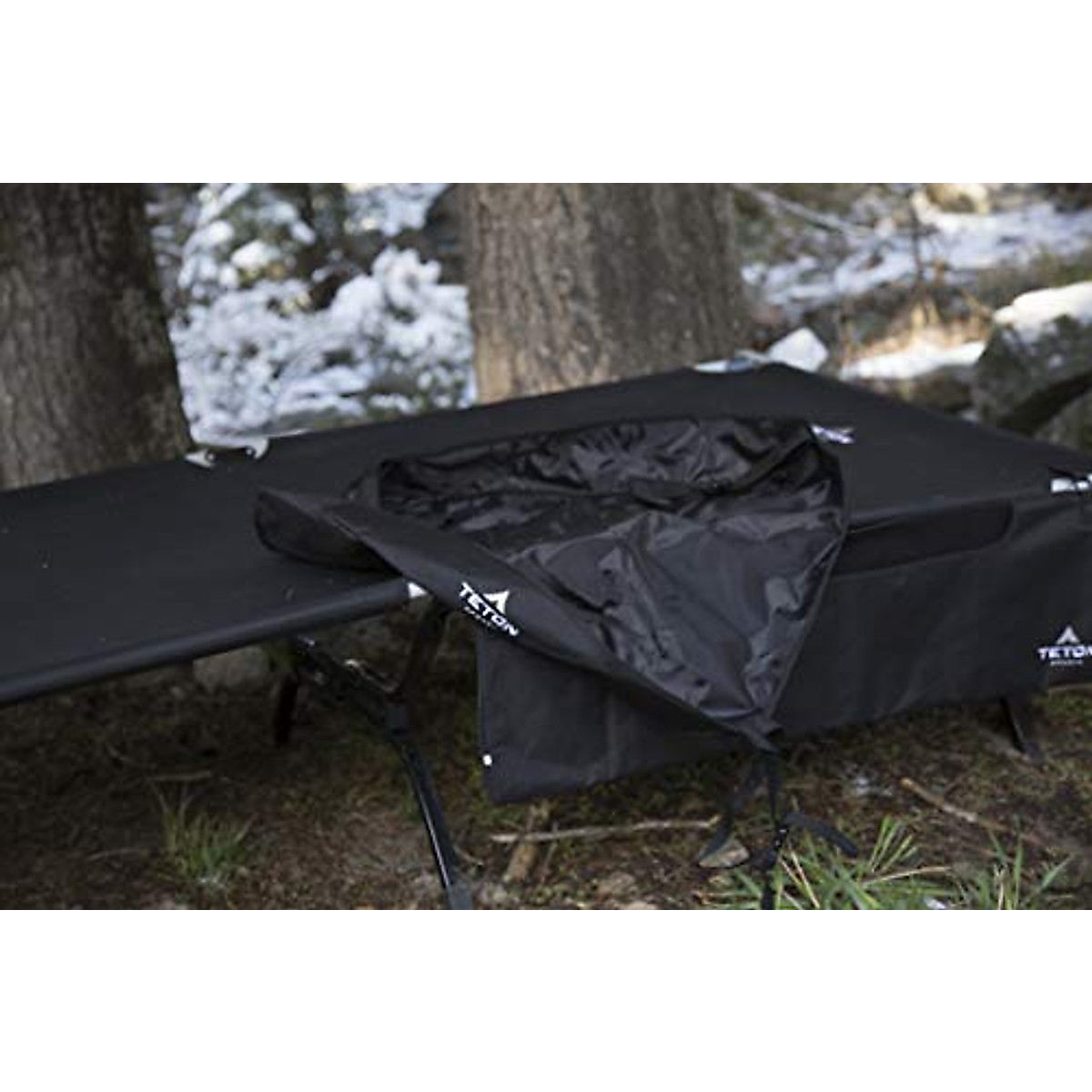 TETON Sports Under Cot Storage; Perfect Companion to the TETON Sports Camping Cots; A Must Have for Camping Cot Users; Storage Organizer for Under Your Cot , Black, 25.5 x 23.5 x 5"