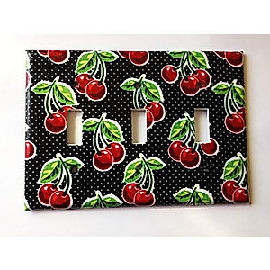 Black And White Cherry Light Switch Cover Various Sizes Offered