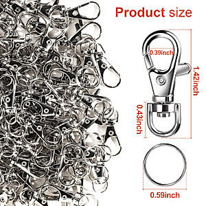 160PCS Metal Swivel Clasps Lanyard Snap Hook with Key Ring, LEOBRO 80PCS Swivel Snap Hooks Lobster Claw Clasp and 80PCS Key Rings Jump Ring for Keychains, Lanyard, Key, Charm, Jewelry, Art Crafts