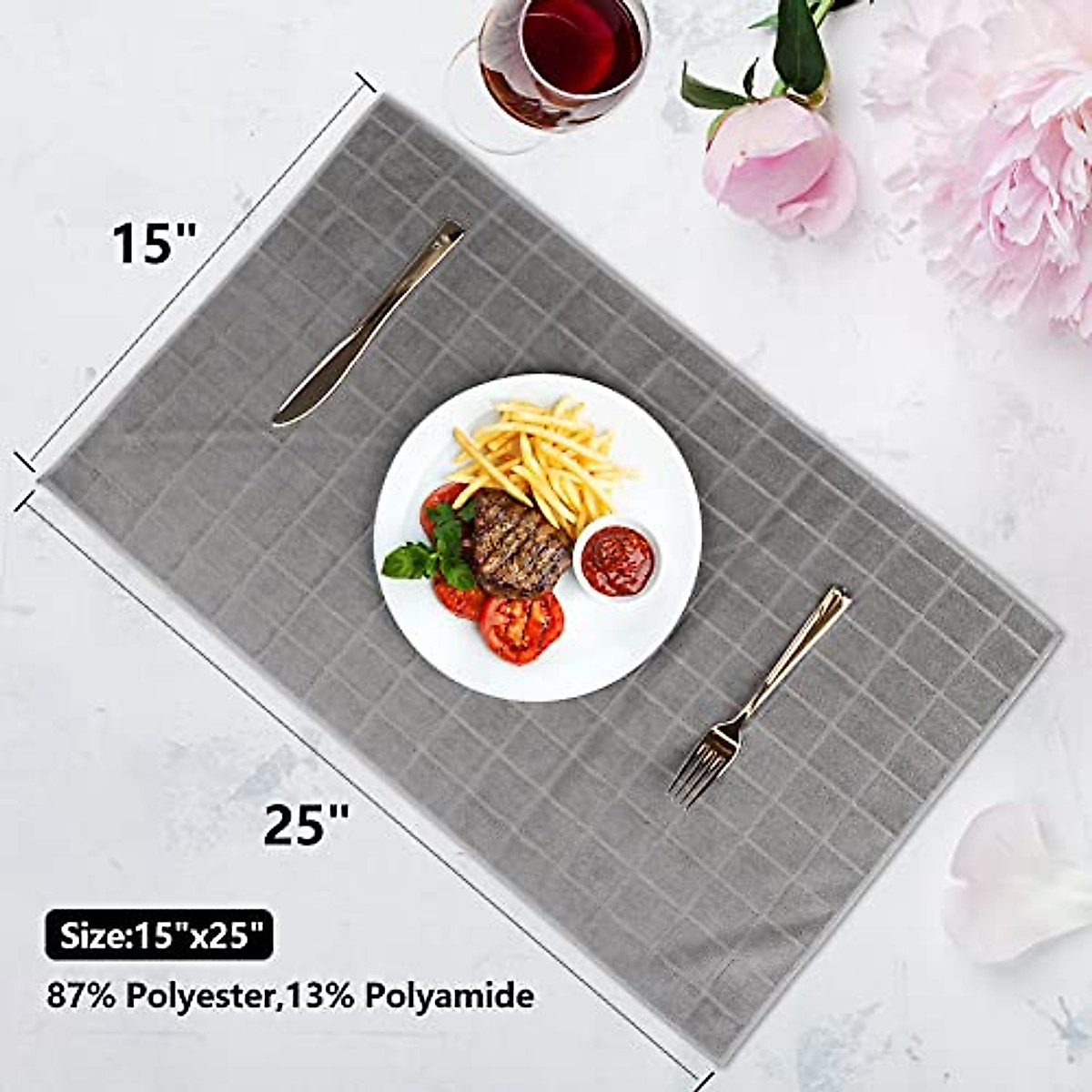 HOMEXCEL Kitchen Towels 6 Pack,Soft and Super Absorbent Hand Towels,Lint Free Waffle Weave Check Plaid Washcloths Bath Towel for Travel Gym Hotel,15 x 25 inch