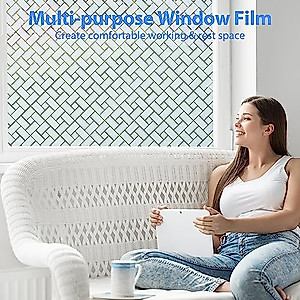 Dovesail Frosted Glass Window Film, Window Privacy Film with 3 Pieces Tools, Removable Static Cling Window Sticker Non-Adhesive Privacy Protection for Home Office,17.5 x 78.7 Inch, Matte Pure