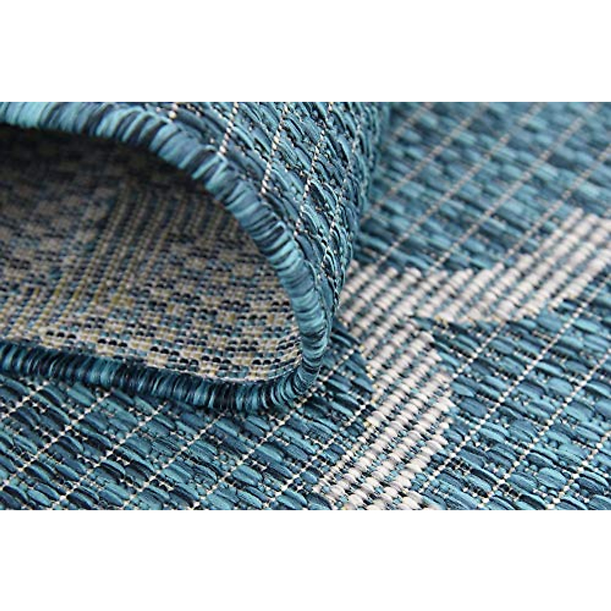 Unique Loom Outdoor Trellis Collection Area Rug (4' 1" x 6' 1" Rectangle, Teal/ Gray)