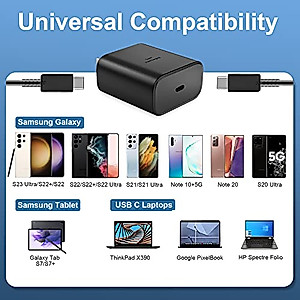 45W USB-C Super Fast Charging Type C Wall Charger for Samsung Galaxy S23 Ultra/S23/S23+/S22 Ultra/S22/S22+/Note 20/S21 S20 Ultra, Galaxy Tab S8, 45 Watt PPS Charger with 5FT C Charging Cable