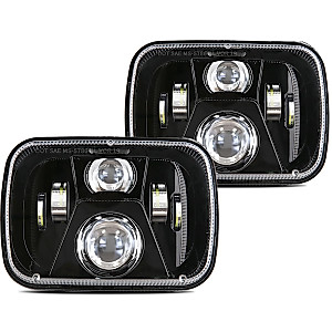 TRUCKMALL 5x7 7x6 inch LED Headlights, H6054 6054 H5054 6052 LED Compatible with Jeep Cherokee XJ Wrangler YJ Comanche MJ Corolla Tacoma Ford F350 Pickup Car Truck Van- Black
