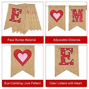 Love Be Mine Banner with Red Pink Heart - NO DIY - Valentine's Day Decorations - Rustic Farmhouse Valentine's Day Faux Burlap Banner | Be Mine Bunting Garland for Home Mantle | Valentines Photo Props