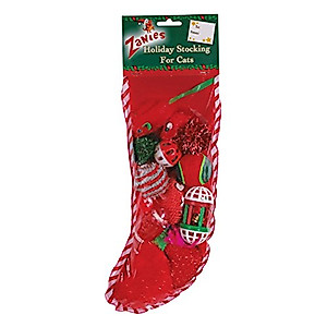 Grriggles Zanies Fun Filled Holiday Cat Stocking with Assorted Cat Toys