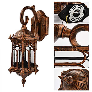 Cocoarm Wall Sconce Vintage Style Wall Mounted Metal Lantern Holder with Glass Lighting Fixture for Indoor Outdoor Home Garden Hallway Decor No Light Source Bronze