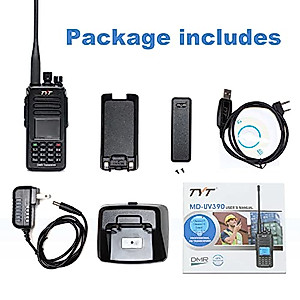TYT MD-UV390 Dual Band VHF UHF DMR Radio W/GPS Waterproof Dustproof IP67 Walkie Talkie w/Free Cable