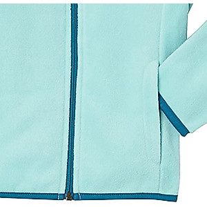 Amazon Essentials Girls' Polar Fleece Full-Zip Mock Jacket, Aqua Blue/Teal Blue, Small