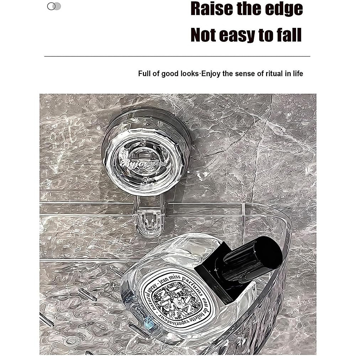 Androf Acrylic Transparent Shower Storage, Raidley No Drill Clear Wall Caddy Large Capacity, Drainage, Raidley Easymount Bathroom Storage Shelf (Rectangle-Silver)