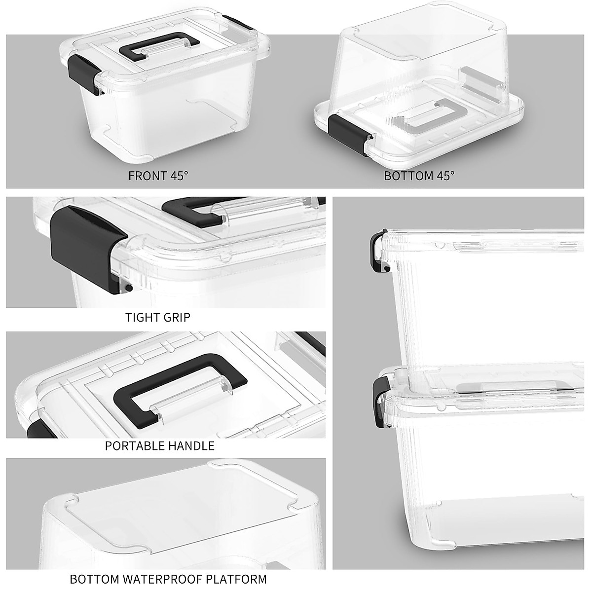 Cetomo 6.8Qt*20 Plastic Storage Bins, Storage Box, 20 Pack, Tote Organizing Container with Durable Lids, Secure Latching Buckles and Handles, Stackable and Nestable, Clear