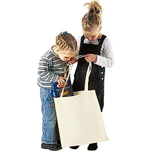 TBF Set of 25 (twenty five) Natural Cotton Canvas Tote Bags! Blank Art Craft Supply Book Print Bulk Lot School! Blank goods