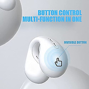 BNGXR Wireless Ear Clip Bone Conduction Headphones, 2023 New Open Ear Headphones Wireless Bluetooth, Bone Conduction Headphones Bluetooth Earphones for Running, Sports, Cycling, Driving (White)