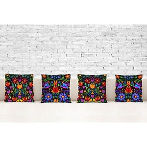 Nepnuser Mexican Throw Pillow Covers 18x18 Set of 4 Cinco De Mayo Decoration Day of The Dead Mexico Fiesta Pillow Cases for Bed Couch Sofa Home Decor