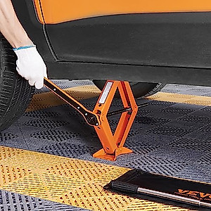 VEVOR Scissor Jack, 2.5 Ton/5512 lbs Scissor Car Jack, 3.7"-17.1" Lifting Range Scissor Lift Jack with Ratcheting Handle and L-Wrench, Portable Tire Jack for Cars Trucks Sedans MPVs