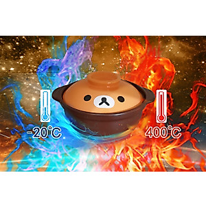 Korean Premium Cartoon Pattern Ceramic Brown Casserole Clay Pot with Lid,For Cooking Hot Pot Dolsot Bibimbap and Soup (8in,44oz)