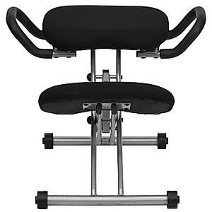 Flash Furniture Ergonomic Kneeling Office Chair with Handles in Black Fabric