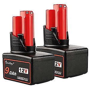 waitley 2 Pack 12V 9Ah Replacement Battery Compatible with Milwaukee M12 9.0Ah Power Tools