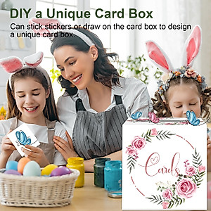 Watercolor Rose Floral Card Box Wedding Card Box Holder Gift Cards Receiving Box for Party Graduation Bridal or Baby Showers, Raffle Ticket Box Money Box for Birthday Retirements Anniversaries