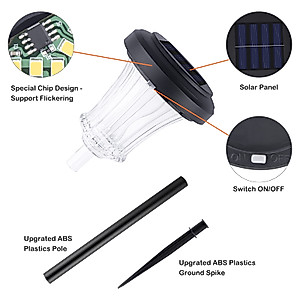 UUYEE Solar Lights Outdoor, Flickering Pattern Solar Pathway Lights, Decorative Landscape Lighting, Outdoor Solar Lights, Waterproof Garden Decor LED Lights for Yard Walkway Garden Lawn Party 4Pack