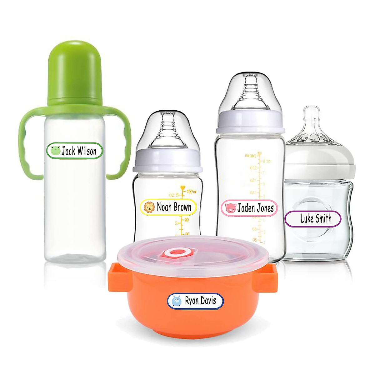 Waterproof Baby Bottle Labels - 80 Personalized Kids Name Stickers
