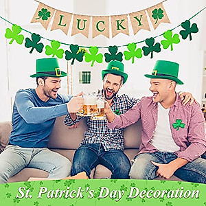6 Pieces St. Patrick's Day Lucky Burlap Banner and Love Heart Banner Bunting Garland for Party Home Valentine's Day Anniversary Decoration