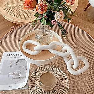 HMASYO Wood Chain Link Decor – 22" Hand Carved 5-Link Wood Knot Decorative Chain Wood Decor, Rustic Wood Link Decorative Object Large Wooden Chain for Home Living Room Coffee Table Farmhouse