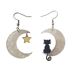 ROSTIVO Moon Star Cat Halloween Earrings for Women Cute Acrylic Earrings