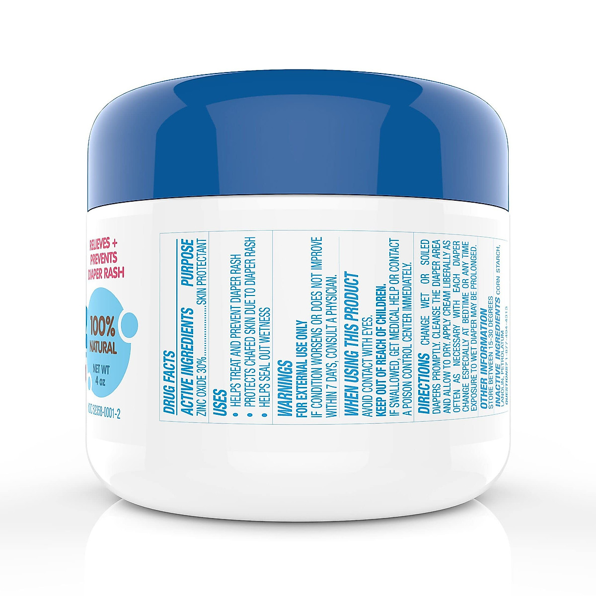 Baby Butz Diaper Rash Cream, 100% Natural Zinc Oxide Maximum Strength Butt Paste, Barrier Baby Cream to Help, Relieve & Prevent Diaper Rash, Hypoallergenic, Ointment for Newborns, Infants- 4oz