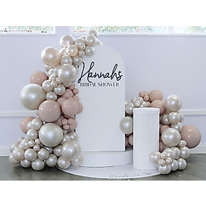 JZCZOEB Pearl White Double Stuffed Balloons Different Size 115Pcs 5/10/12/18" White Pearl Ivory Balloons Garland kit for Wedding Birde to be Engagement Bridal Shower Birthday Baby Shower Party