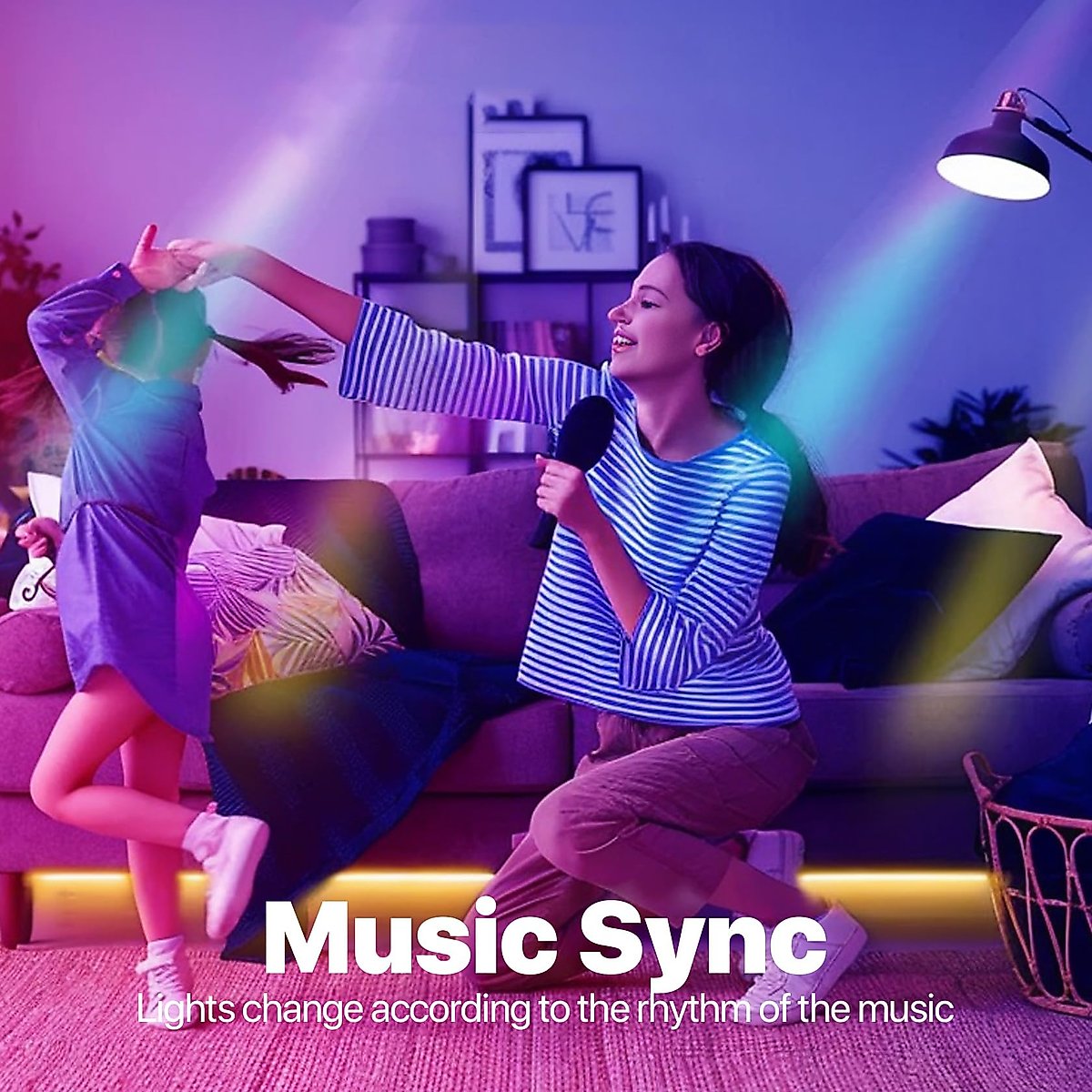 ORALUCE Smart Light Bulb Work with Alexa & Google Home, C37 E12 LED Light Bulb 40W Equivalent, 2.4GHz WiFi & Bluetooth Color Changing APP Dimmable, Multicolor LED Bulb 450 Lumens,2P