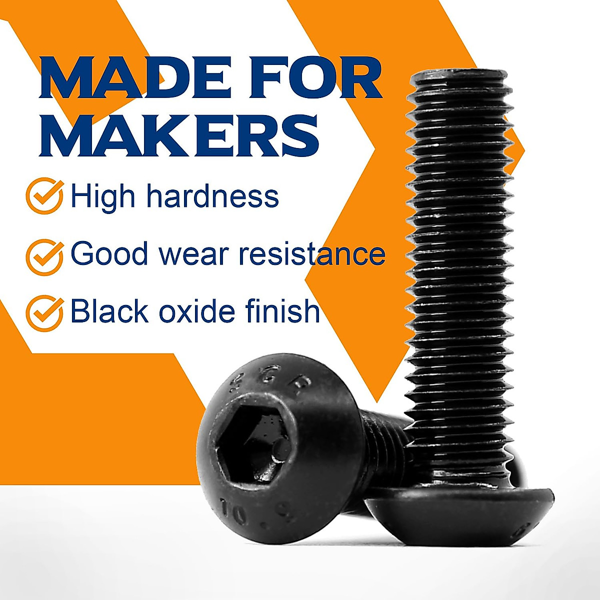 M8 x 25mm Button Head Socket Cap Screws, 10.9 Grade Alloy Steel, Allen Socket Drive, Black Oxide Finish, Full Thread, Quantity 40