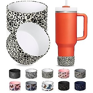 2Pcs Protective Silicone Boot For Stanley Quencher Tumbler 30 oz 40 oz & IceFlow 20oz 30oz & Hydro Flask Water Bottle 12-24oz & Simple Modern 40 oz Tumbler- Cup Bottom Sleeve - Stanley Cup Accessories