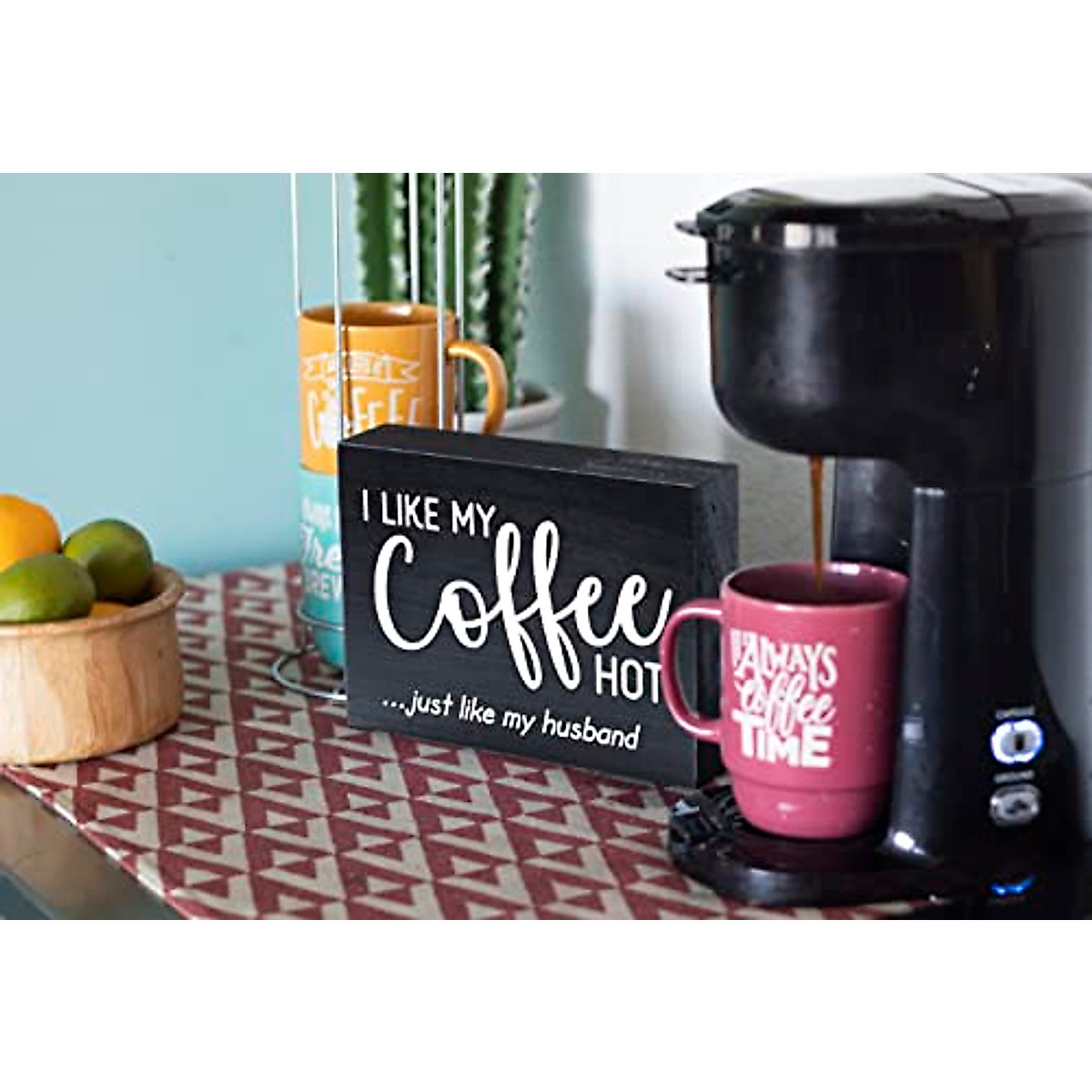 Coffee Bar Decor Farmhouse Coffee Sign for Coffee Bar Signs Decor - I Like My Coffee Hot Like My Husband Sign for Coffee Decor for Coffee Bar