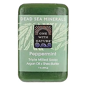 One With Nature Peppermint Dead Sea Mineral Soap, 7 Ounce Bar